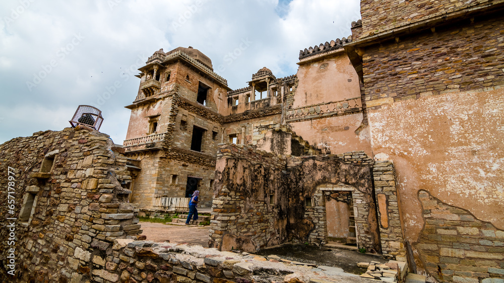 Ruins of The Chittorgarh fort, Rajasthan also known as Chittod Fort, is ...