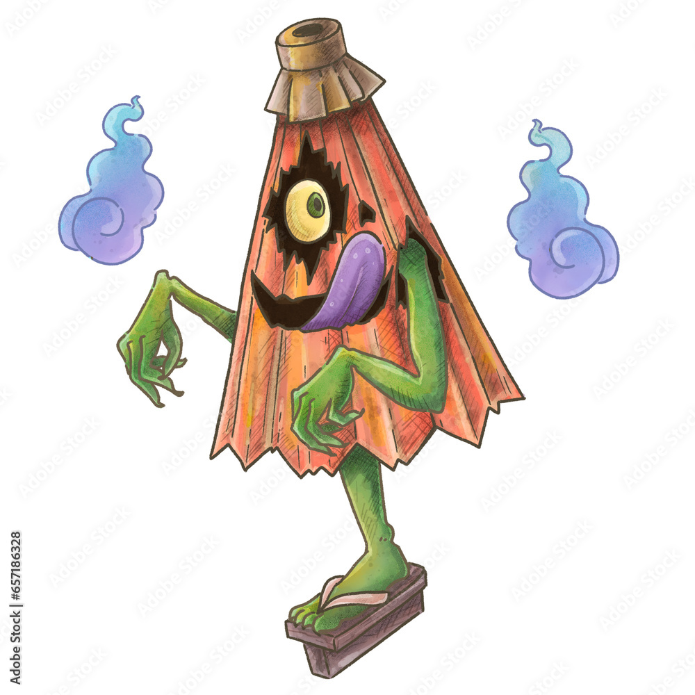 Kasa Obake Cartoon Drawing: A Playful and Mysterious Illustration of ...