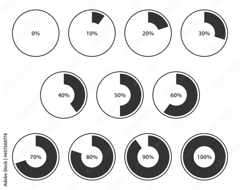 Set pie chart icons. Circle diagram vector. Collection Charts graphs ...