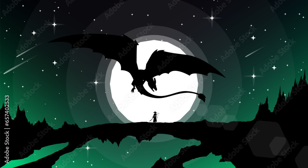samurai girl anime wallpaper. samurai girl versus dragon illustration ...