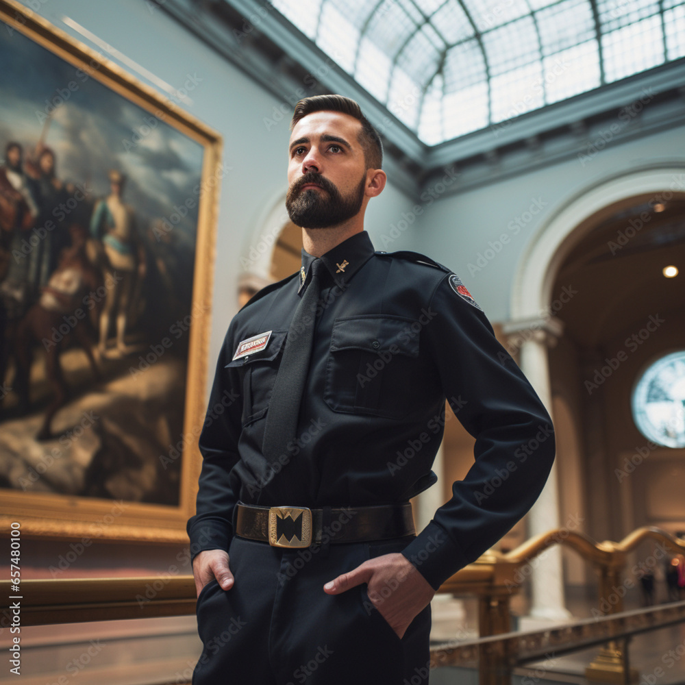 Security guard in a museum. Stock Illustration | Adobe Stock