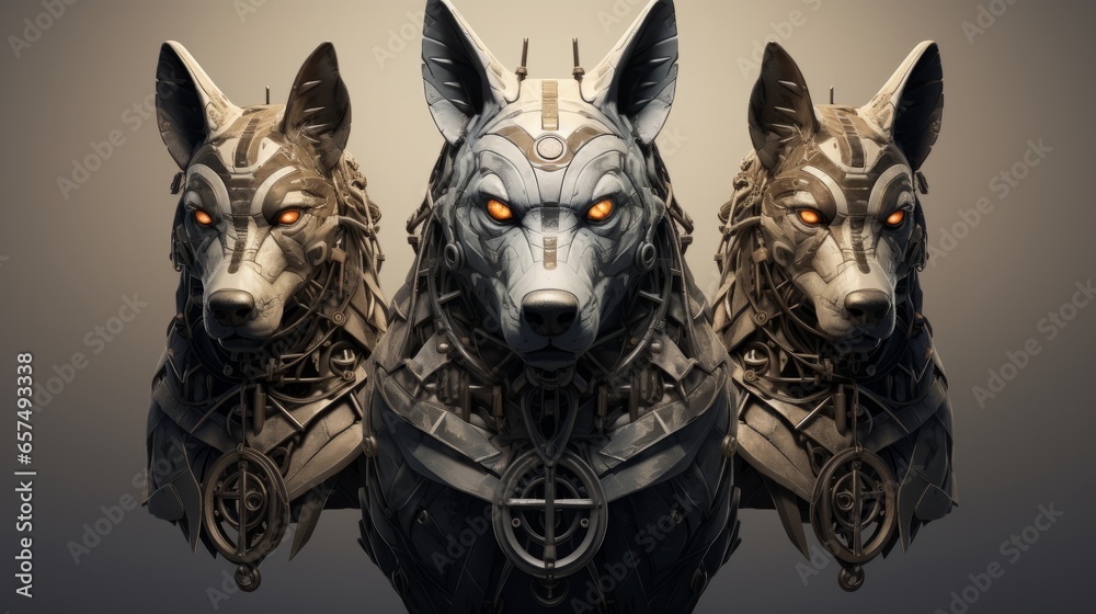 Ilustrace 3D render of Cerber, hound of Hades, guardian of the ...