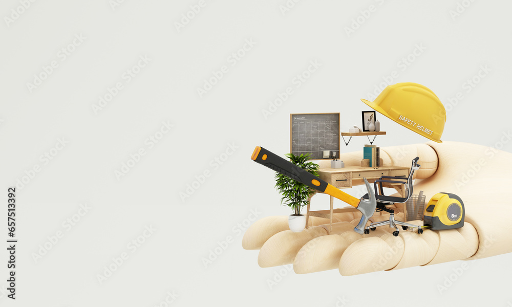 interior design concept of the contractor and construction cost ...