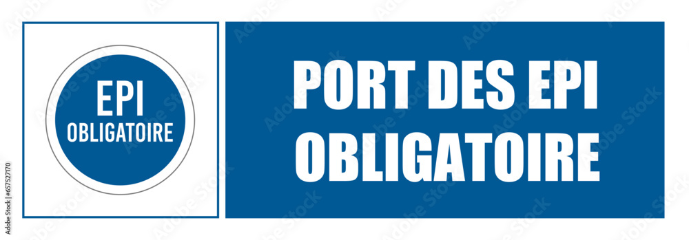 Vector de Stock Port des EPI obligatoire Affiche signalisation entreprise fond bleu EPI ...