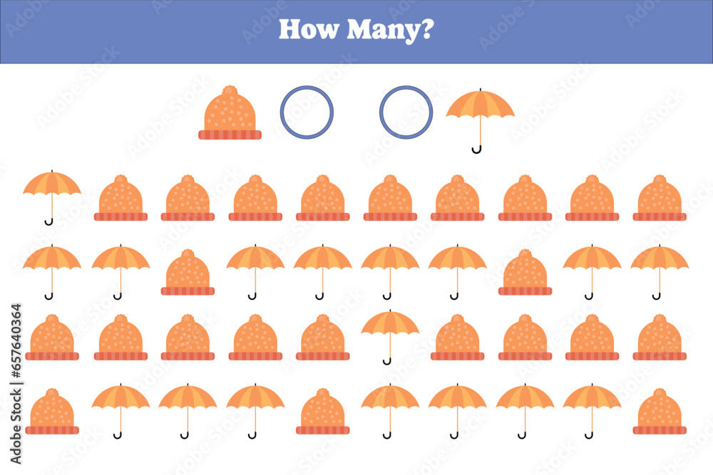 Vetor How many are there? Educational math game for kids. Printable ...