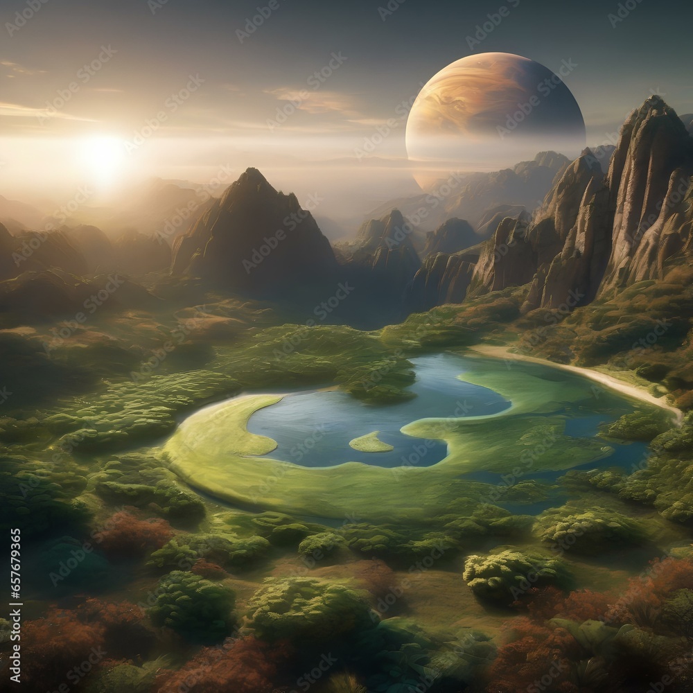 An artist's rendition of a terraformed Venus with a transformed climate ...