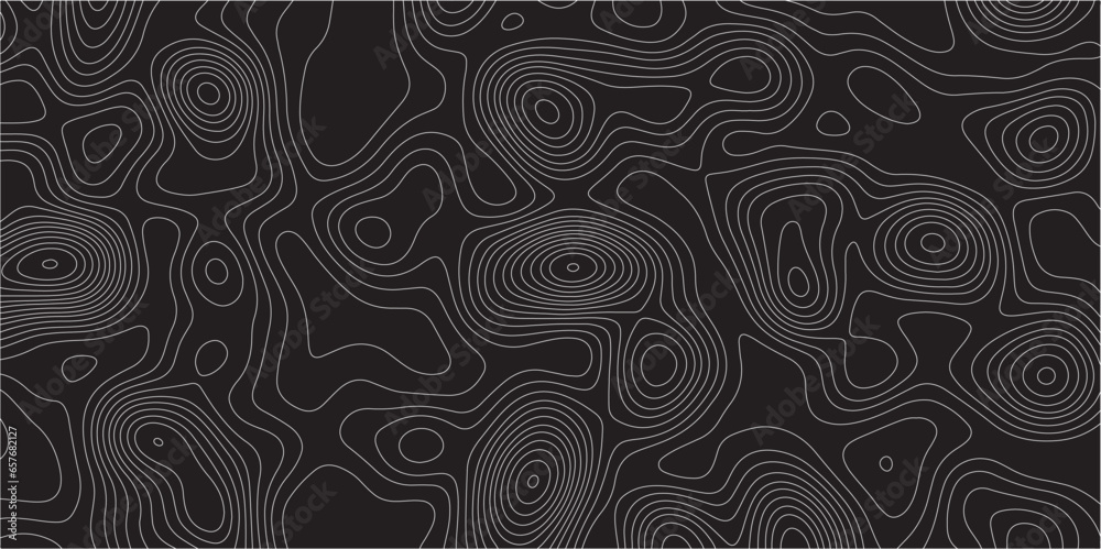 Abstract white on black background Topographic line map pattern ...