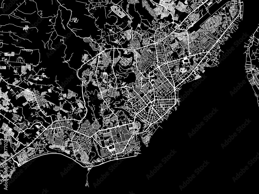 Vector road map of the city of Davao in the Philippines with white ...