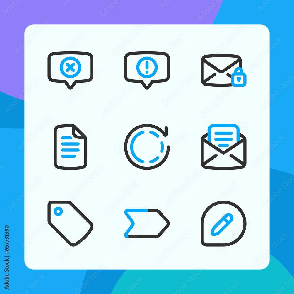 Communication interface icons in dual tone style, for ui ux design, website icons, interface and ...