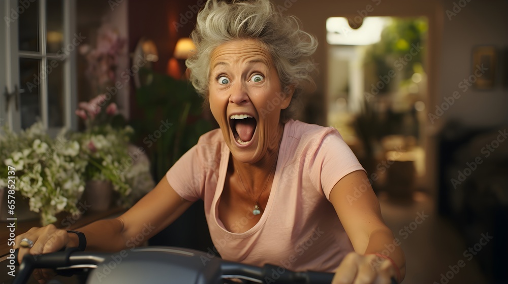 Happy Woman Shouting, Expressing Negative Emotion in a Crowd. A woman ...