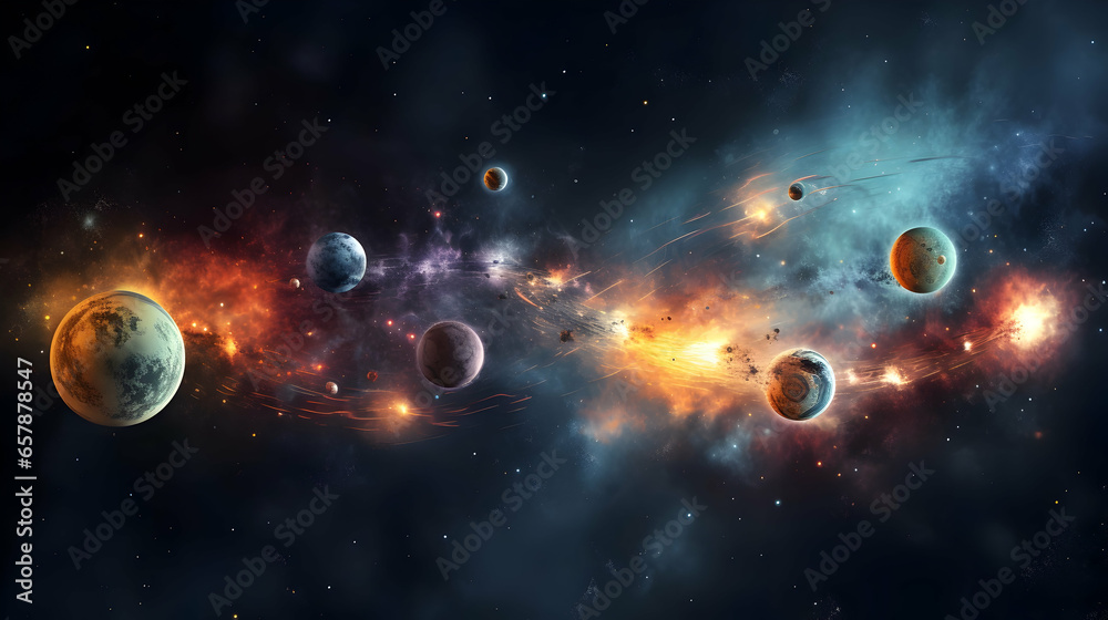 360 degree space nebula panorama, equirectangular projection ...