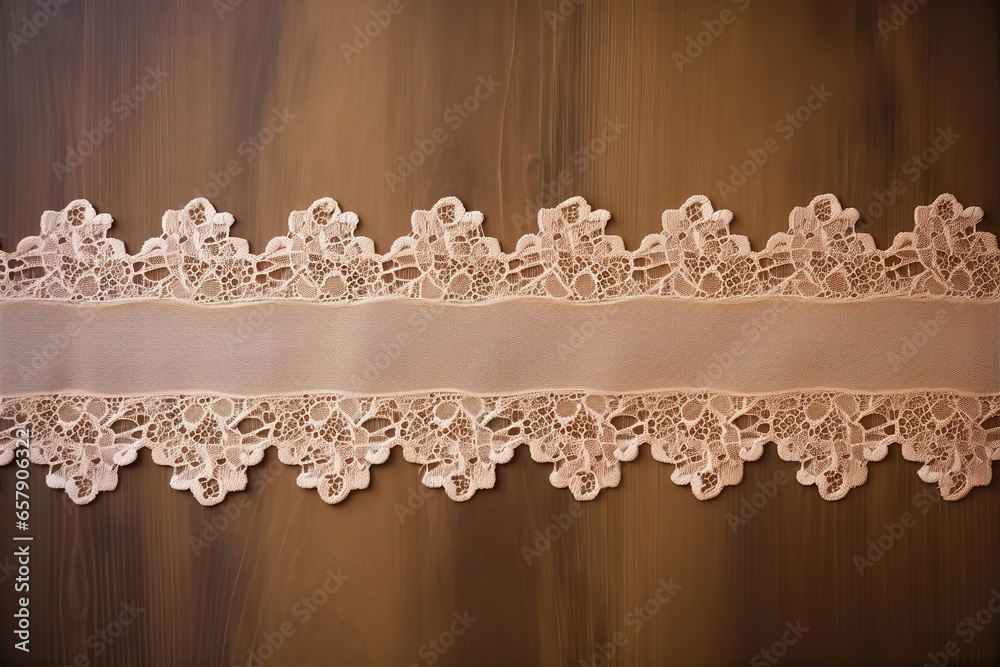 Laced Legacy: Wooden Surface with Elegant Lace Details and Copy Space ...