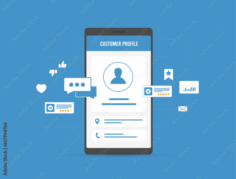 Customer profile concept. Client relationship, user profile ...