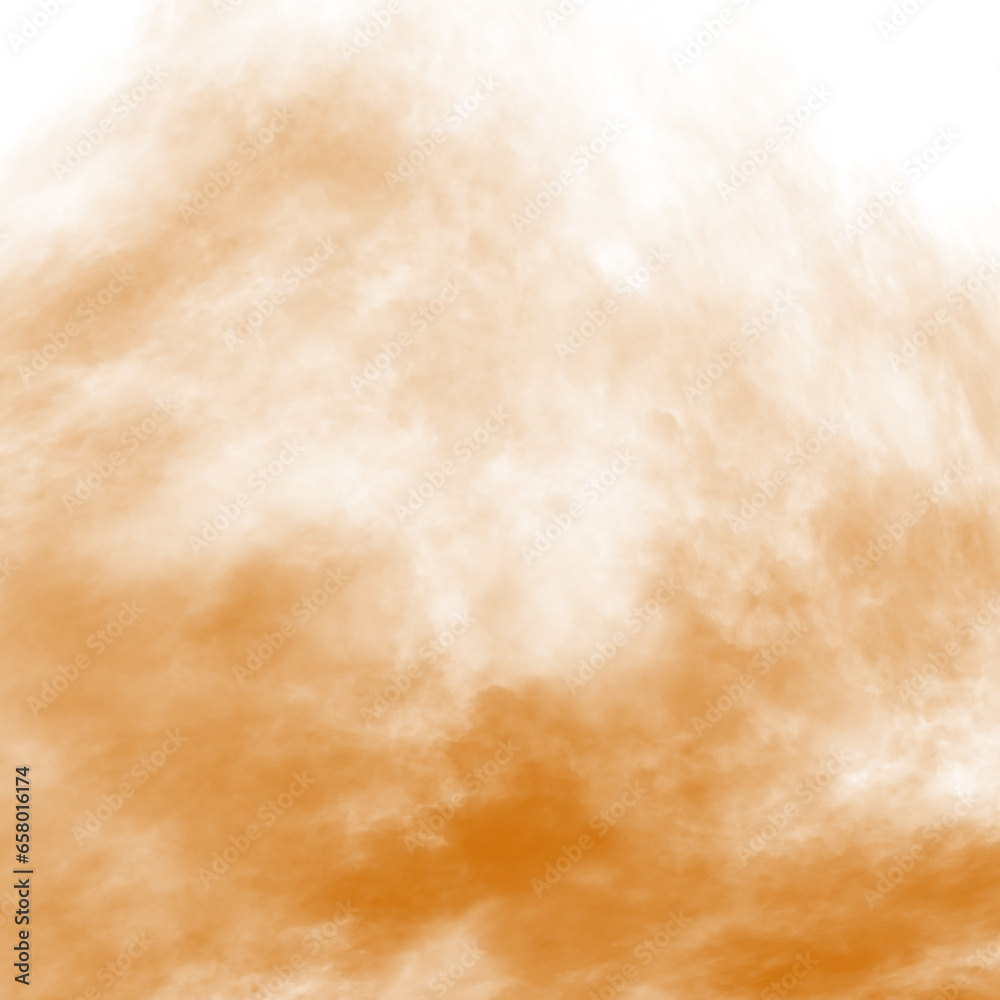 Abstract orange puffs of smoke mist overlay on transparent background ...
