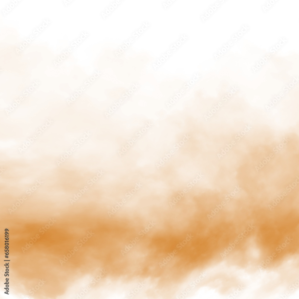 Abstract orange puffs of smoke mist overlay on transparent background ...