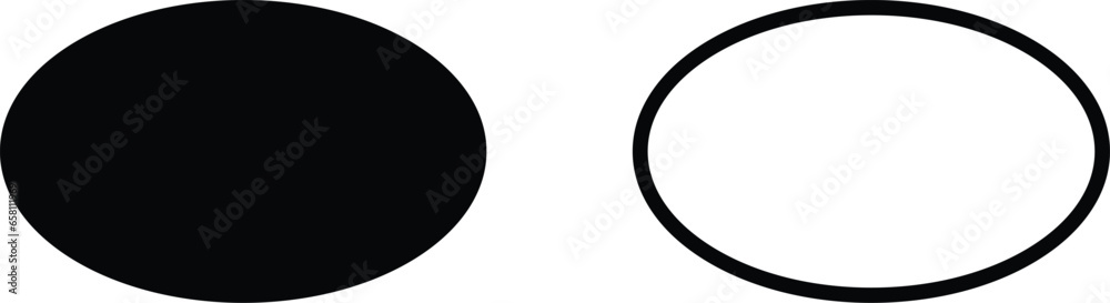 oval shape icon set in two styles isolated on white background Stock ...