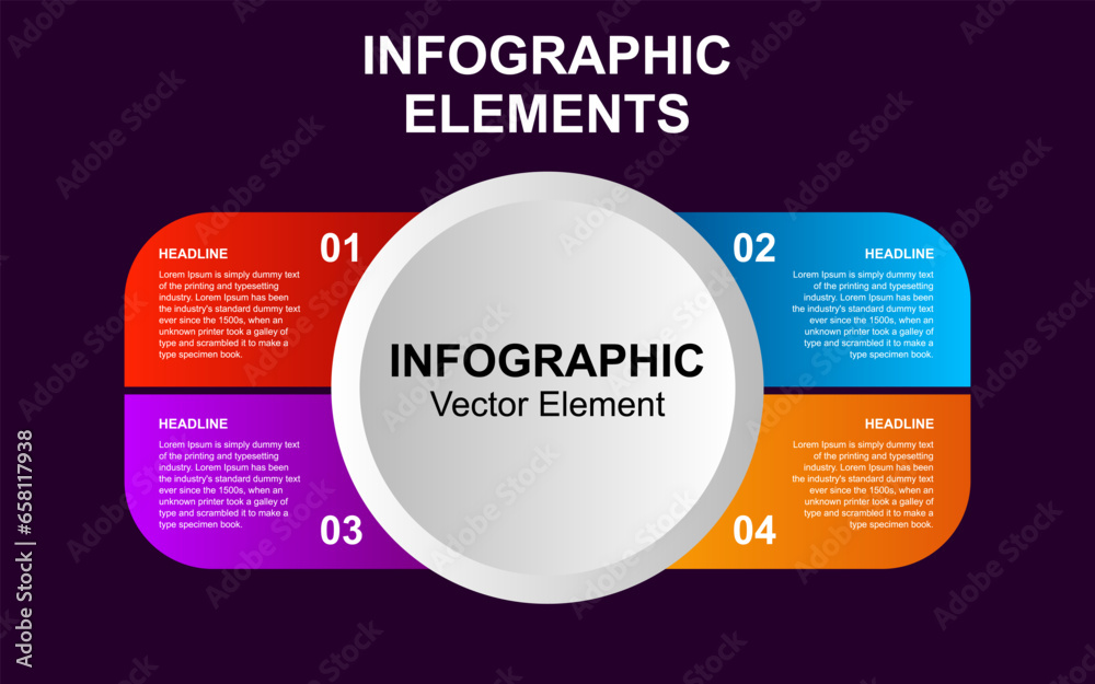 design infographic elements 4 steps options for presentations, posters ...