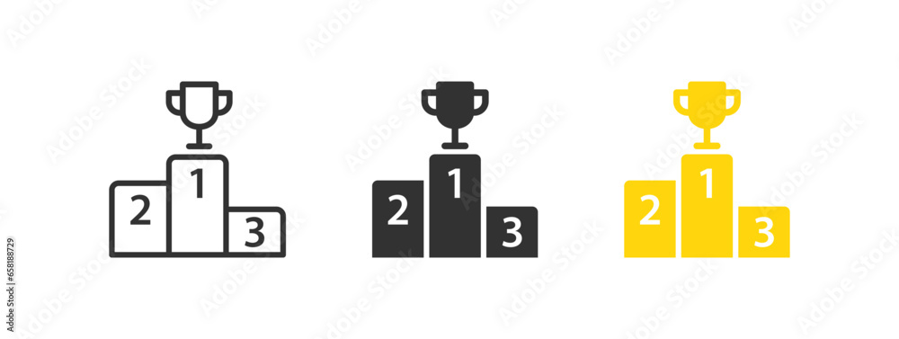 Champion podium icon. Winner pedestal symbol. First place signs. Trophy ...