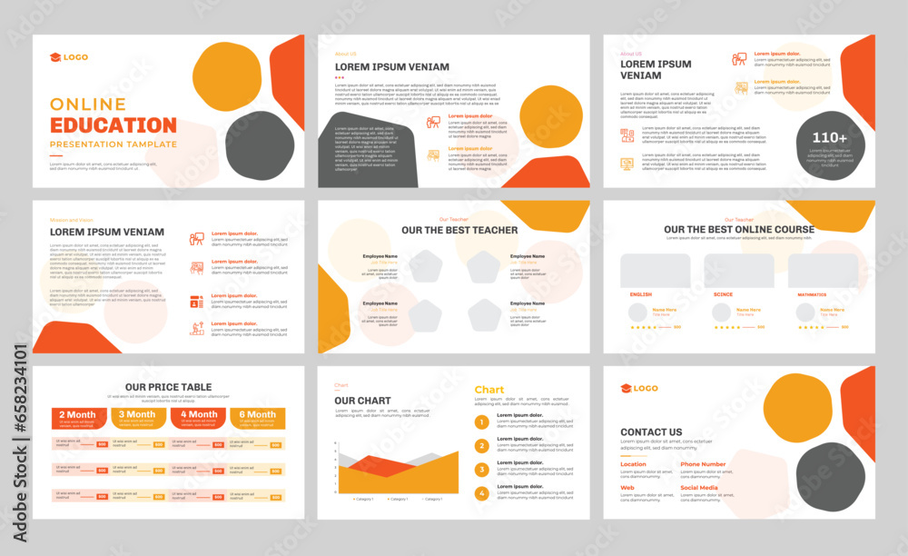 education presentation slide template design or pitch deck slide or ...