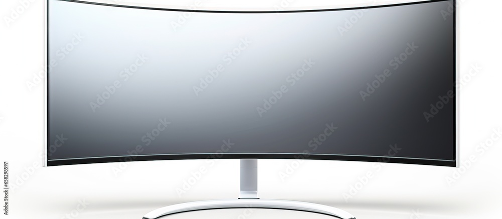 Isolated front view of an ultrawide curved LCD monitor screen on a ...