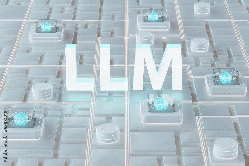 Stock-Illustration „Large Language Model LLM concept. Rendering of a 3d ...