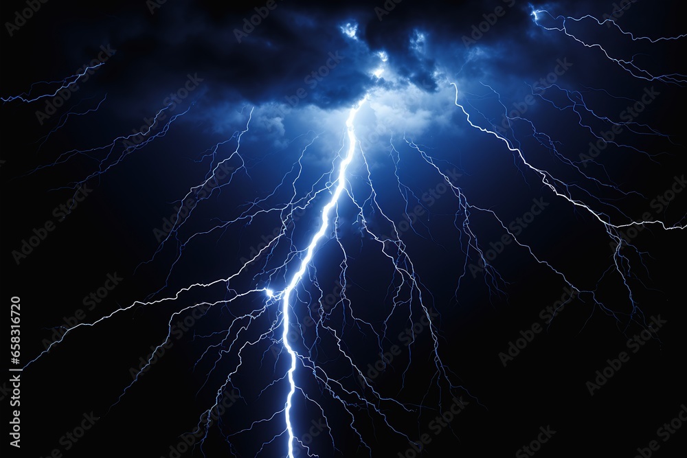 closeup lightning bolt sky lighting glowing veins white acid rains ...