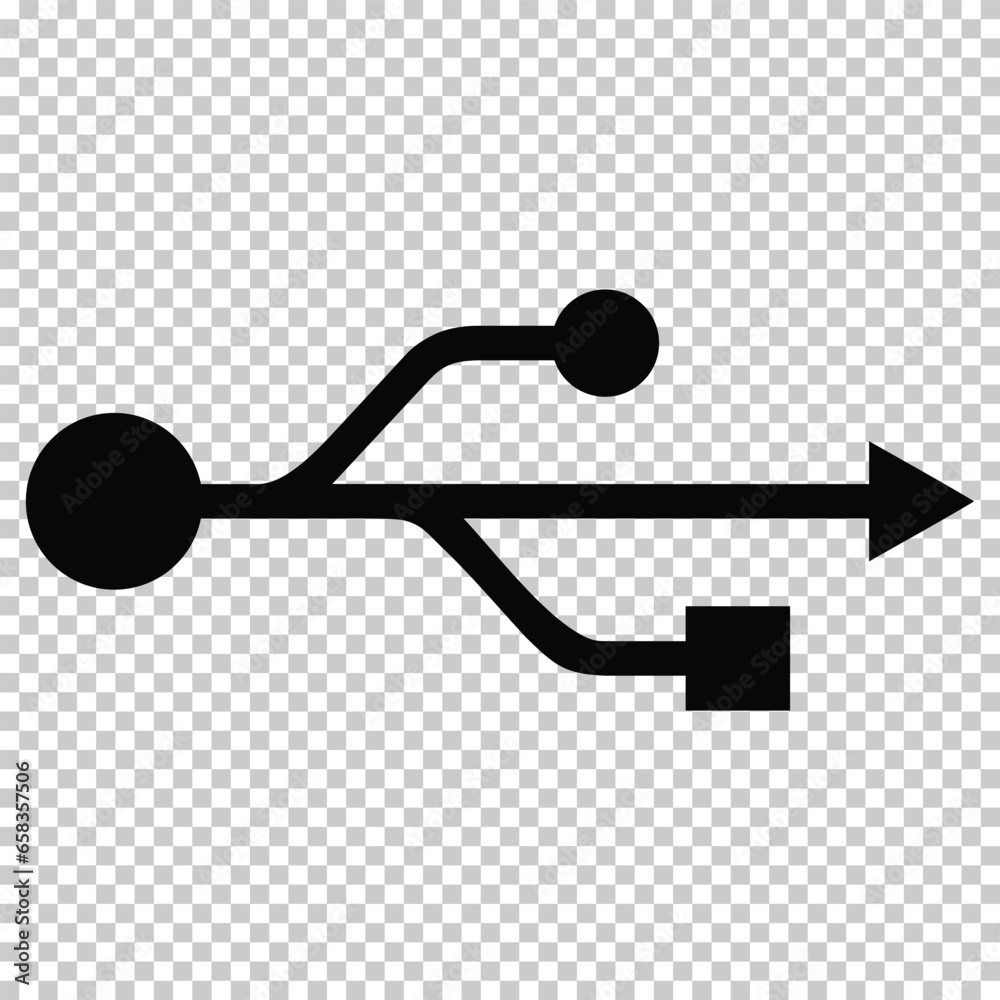 USB icon (Universal Serial Bus) isolated on transparent background ...