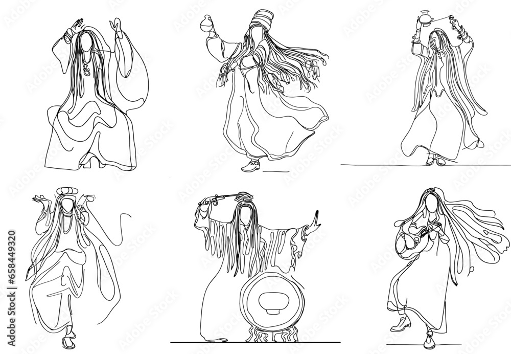 One-Line Drawing of Gnawa Dancers: African Spirit and Vibes in ...