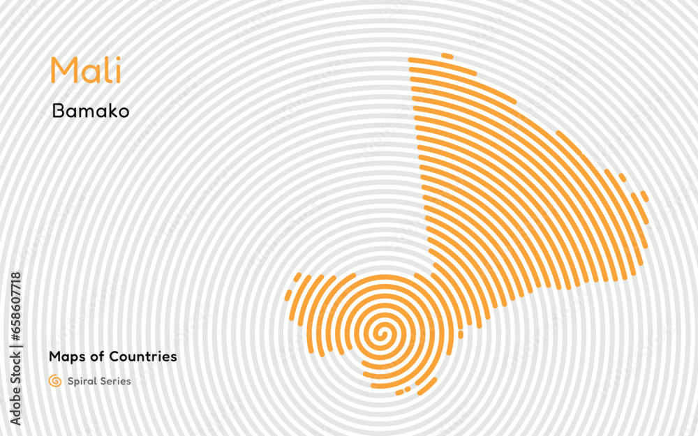 Creative map of Mali Political map. Capital Bamako. World Countries vector maps series. Spiral ...