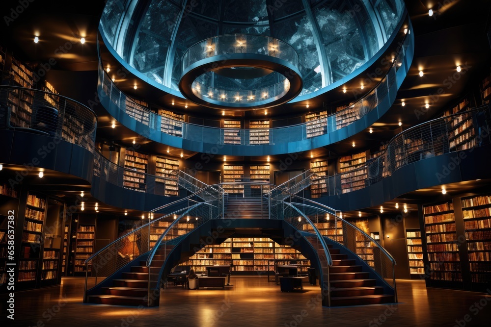 Explore the rich world of knowledge in this modern library. With its ...