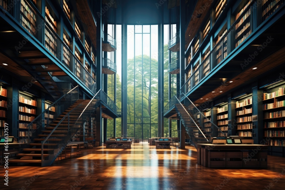Explore the rich world of knowledge in this modern library. With its ...