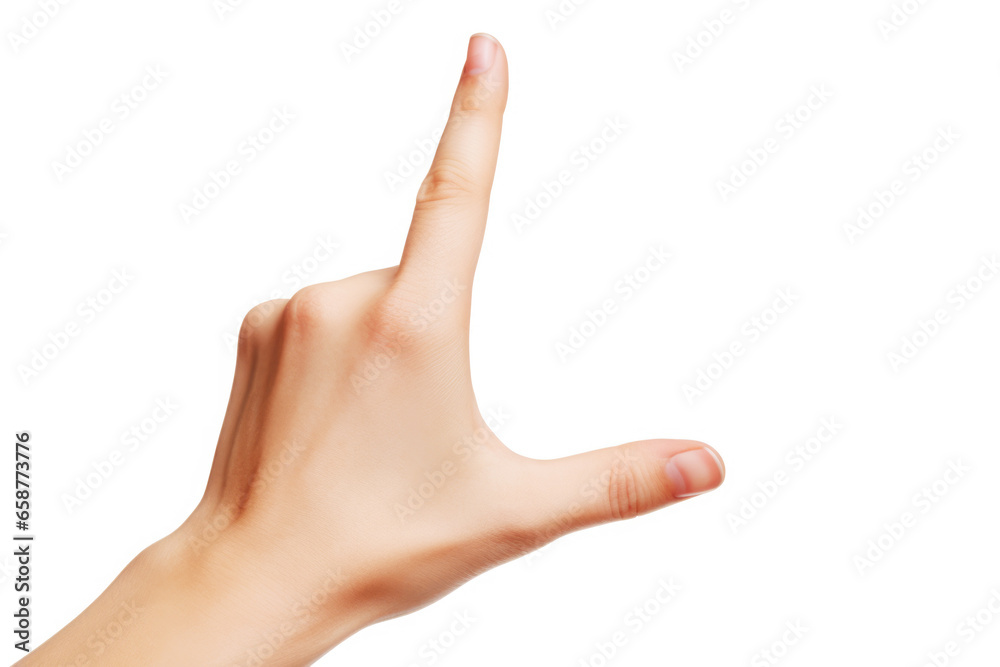 hand with fingers forming a gesture or symbol, isolated on a white ...