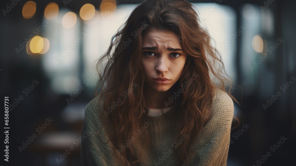 Teen girl dealing with depression, sadness, and feeling alone. Mental ...
