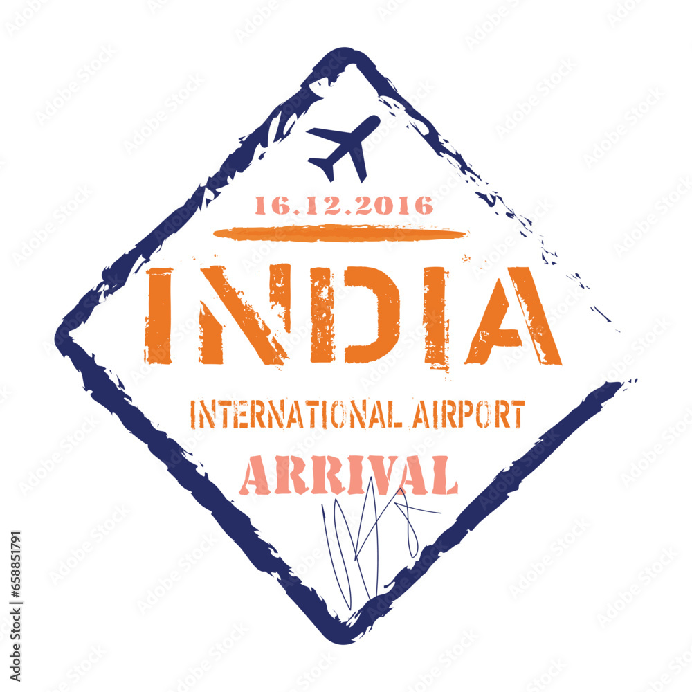 India passport stamp on white background Stock Vector | Adobe Stock