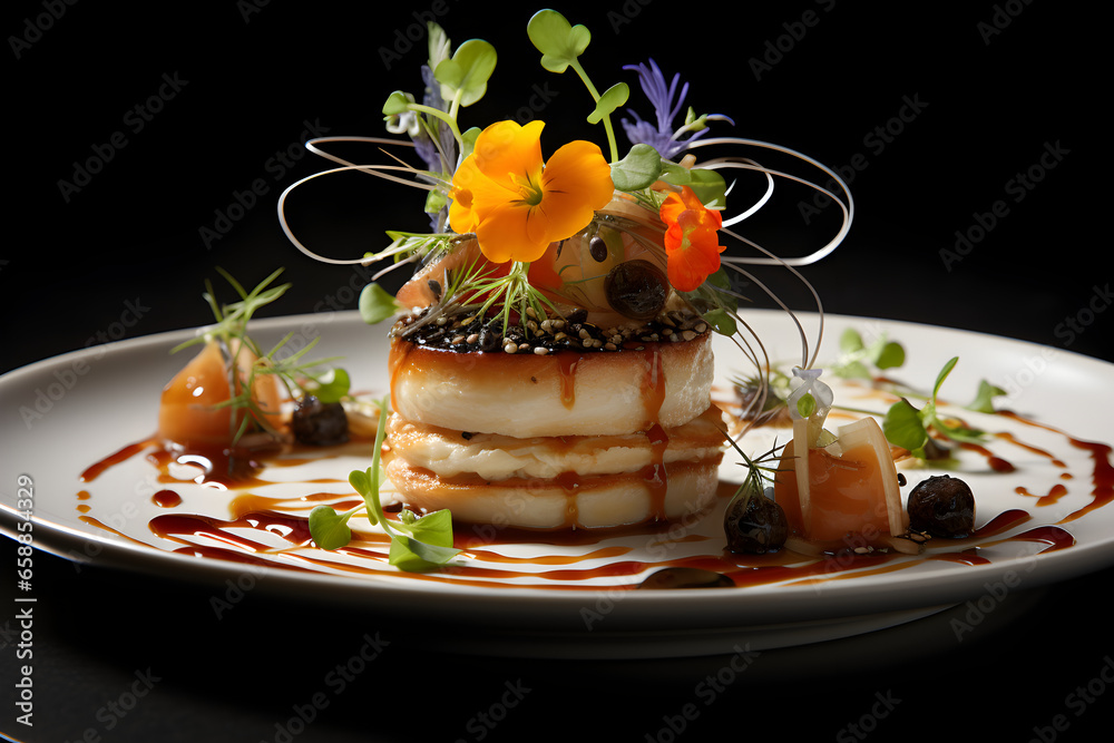 Culinary masterpiece: a meticulously plated multi-course tasting menu ...