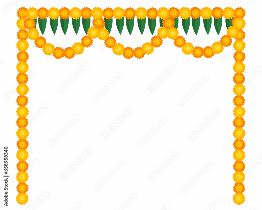 Happy Diwali Traditional Indian Toran marigold and mango leave ...