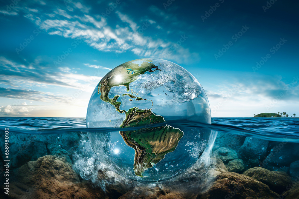 Global warming and climate change concept. World Water Day. Planet ...