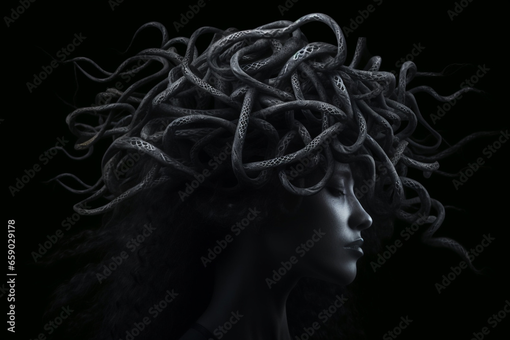Culture and religious, fine art and make-up concept. Abstract Medusa ...