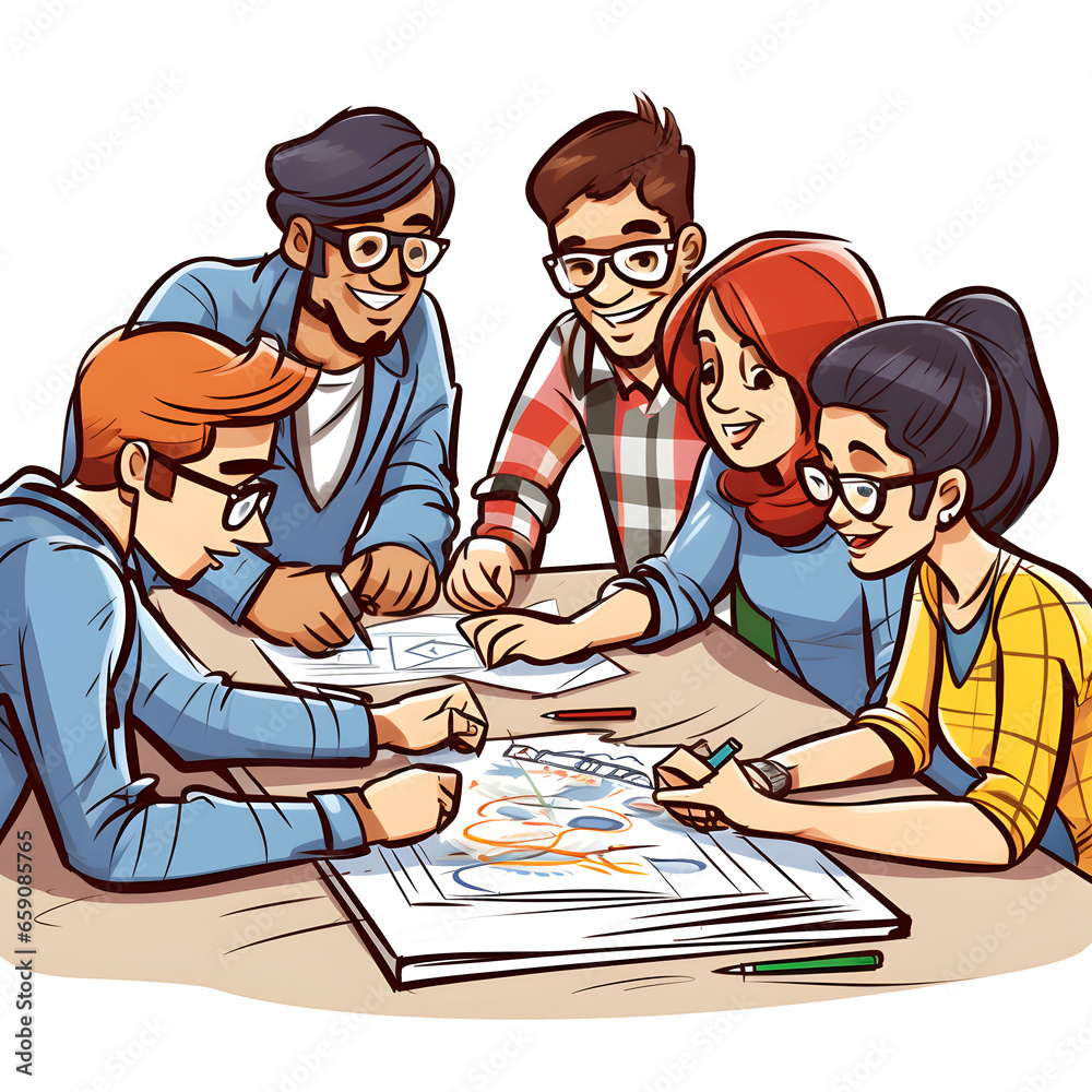 clipart of Teamwork, cartoon school clipart, transparent background ...
