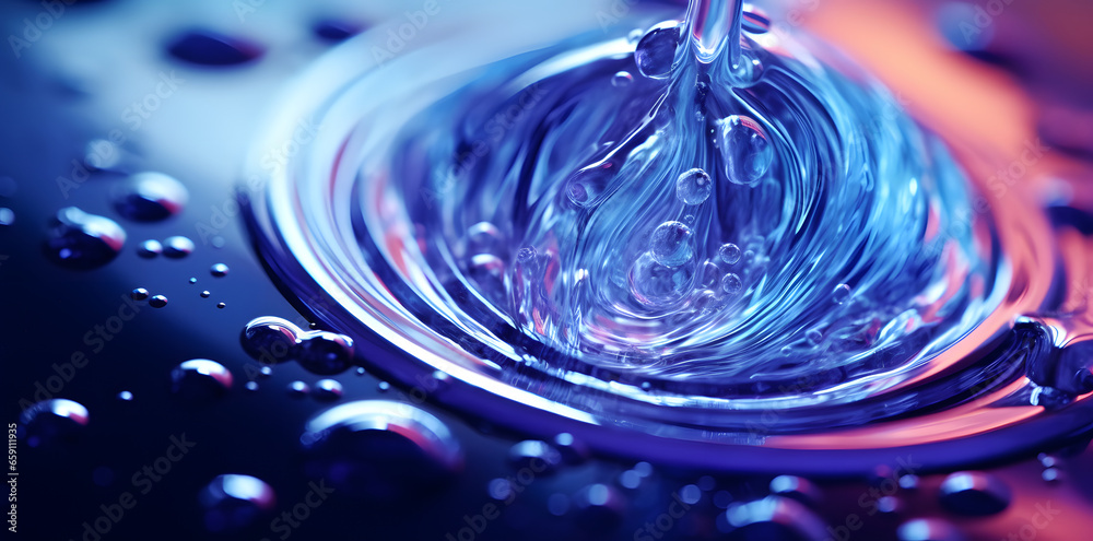 Close-up photo showcasing the dynamic motion of a water droplet hitting ...
