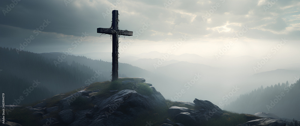 Holy cross symbolizing the death and resurrection of Jesus Christ with ...