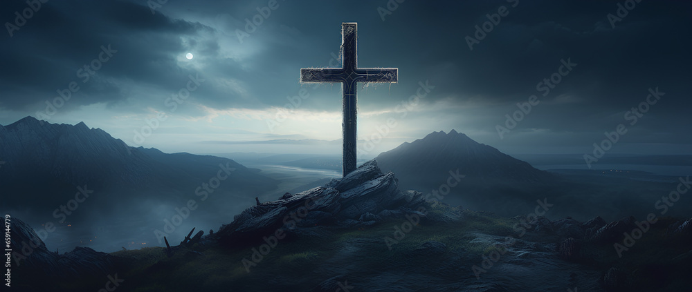 Holy cross symbolizing the death and resurrection of Jesus Christ with ...