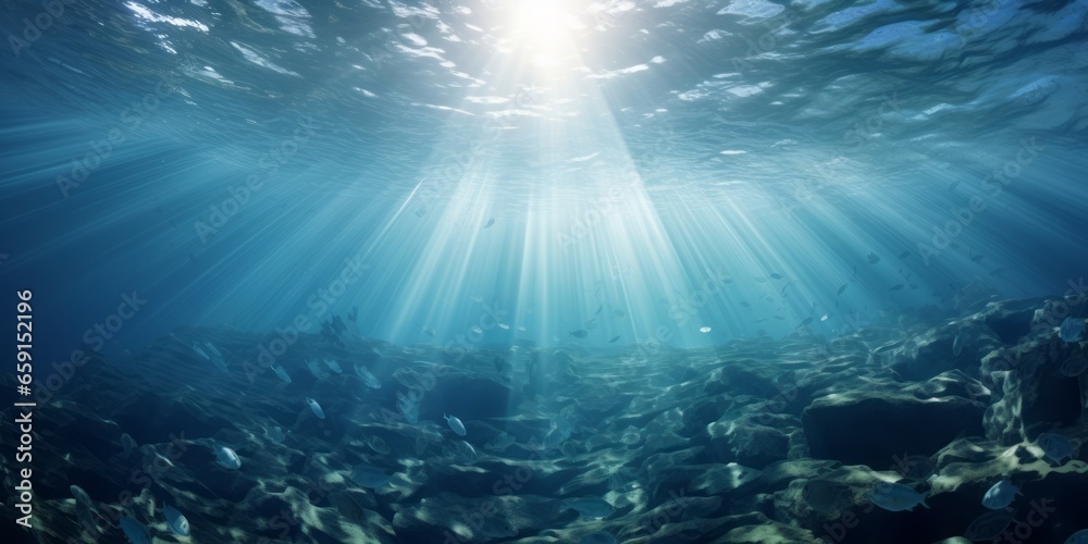 Stock-Illustration „An Underwater Ocean Overview with Sun Rays ...