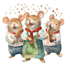 Three Mice Caroling Illustration Free Stock Photo - Public Domain Pictures