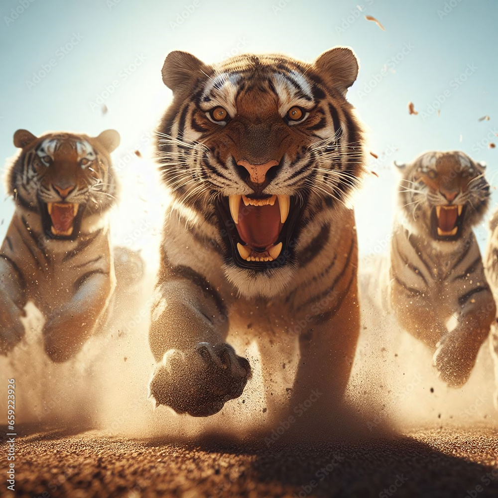 Tiger attack, AI generated illustration Stock Photo | Adobe Stock