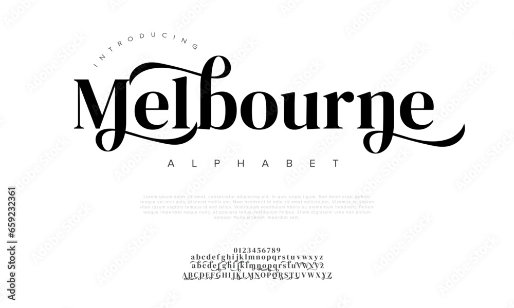 Melbourne premium luxury elegant alphabet letters and numbers. Elegant ...