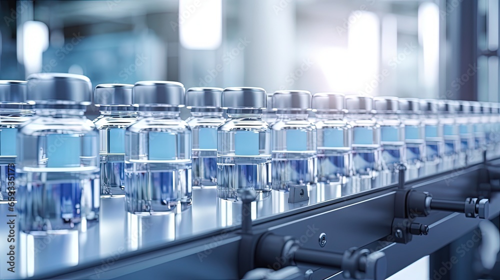 Production line of beauty and healthcare products at plant or factory ...