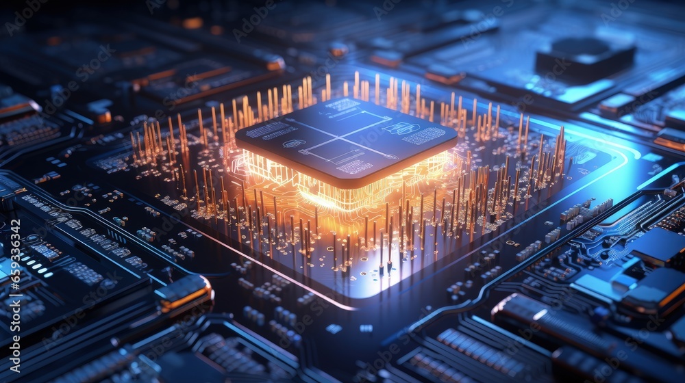 Artificial intelligence AI neural network digital brain machine deep learning processing big ...