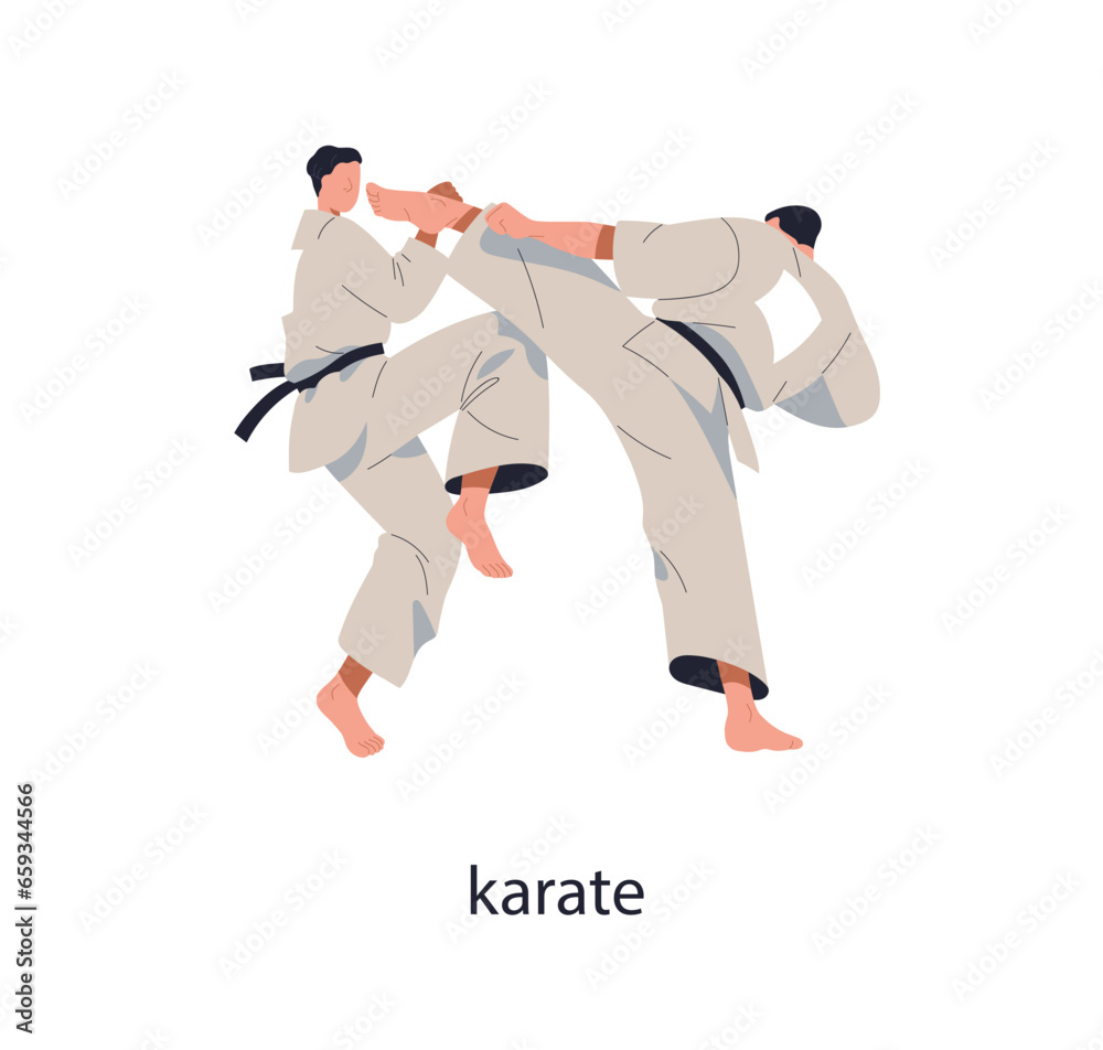 Karate fighters battle. Japanese martial art. Asian sport wrestling ...