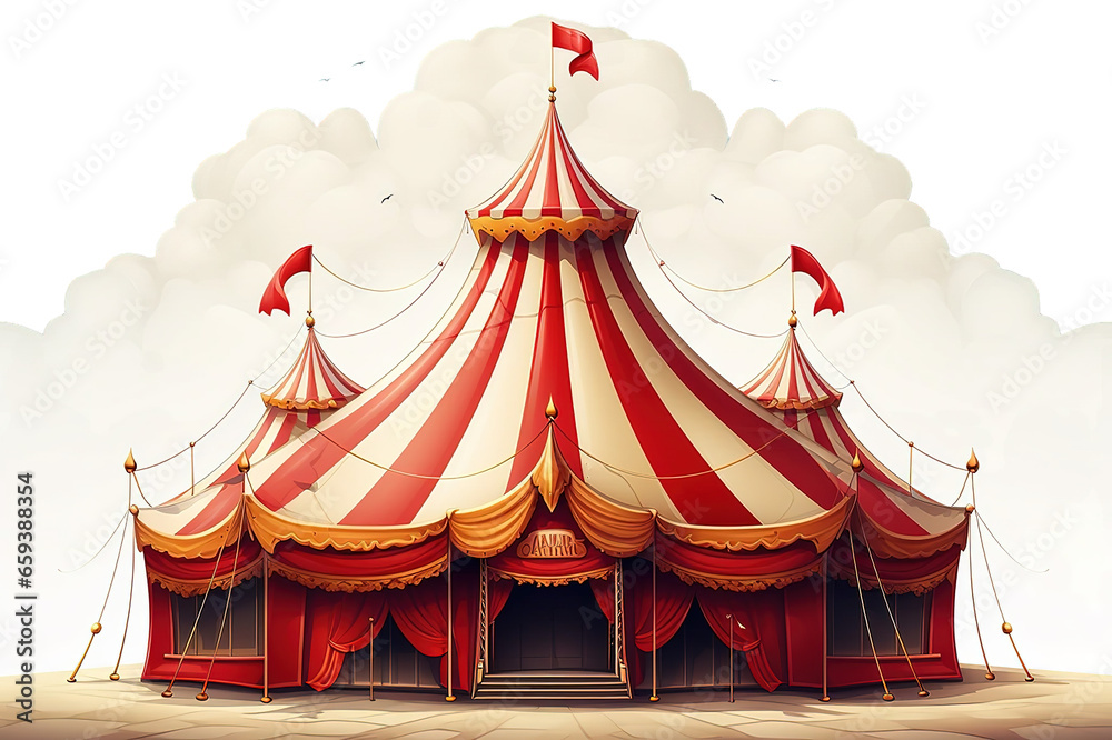 isolated white and red circus stage illustration, transparent PNG ...